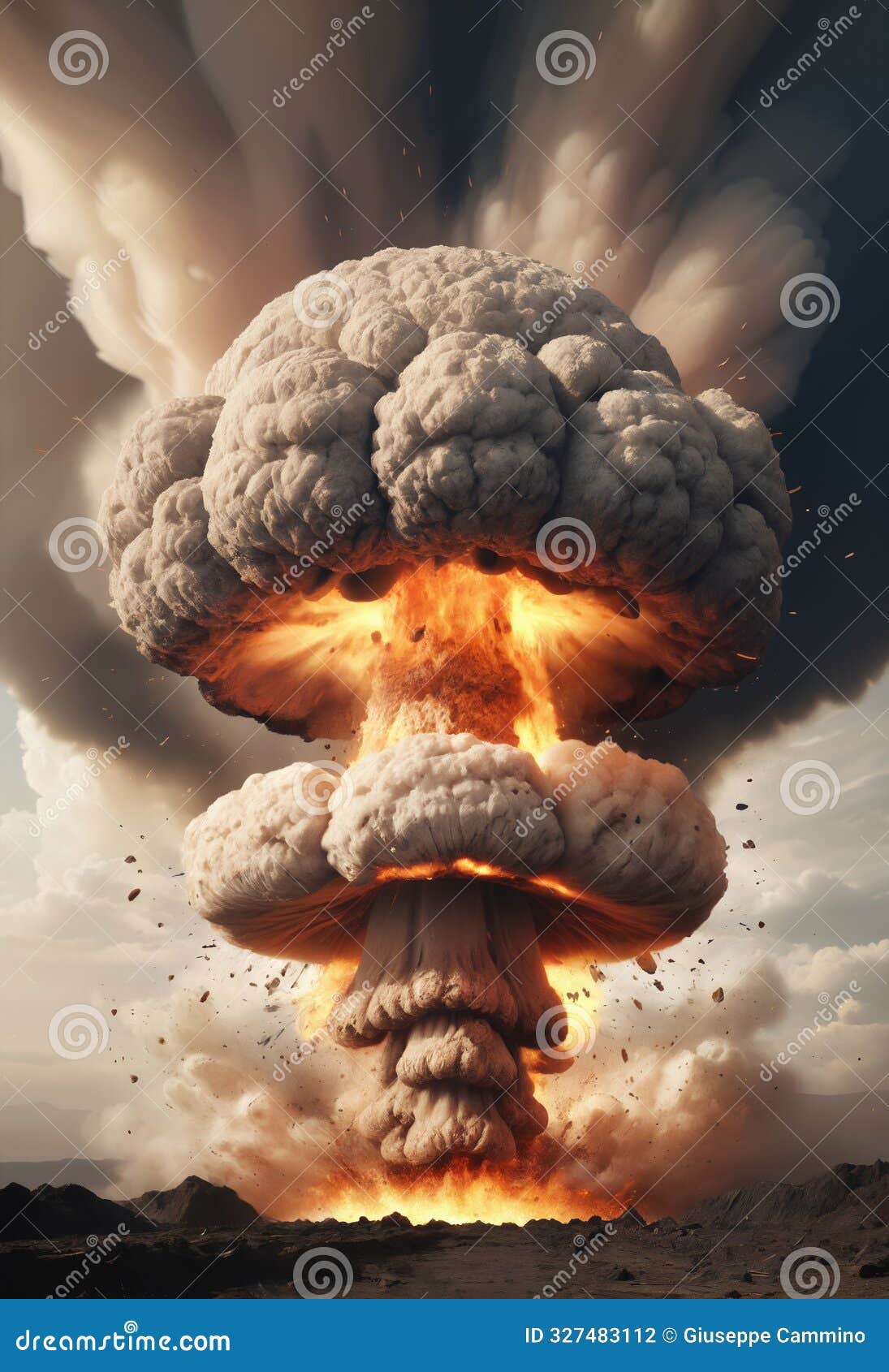 A Dramatic Large Nuclear Explosion Mushroom Cloud Fire Ball Stock ...