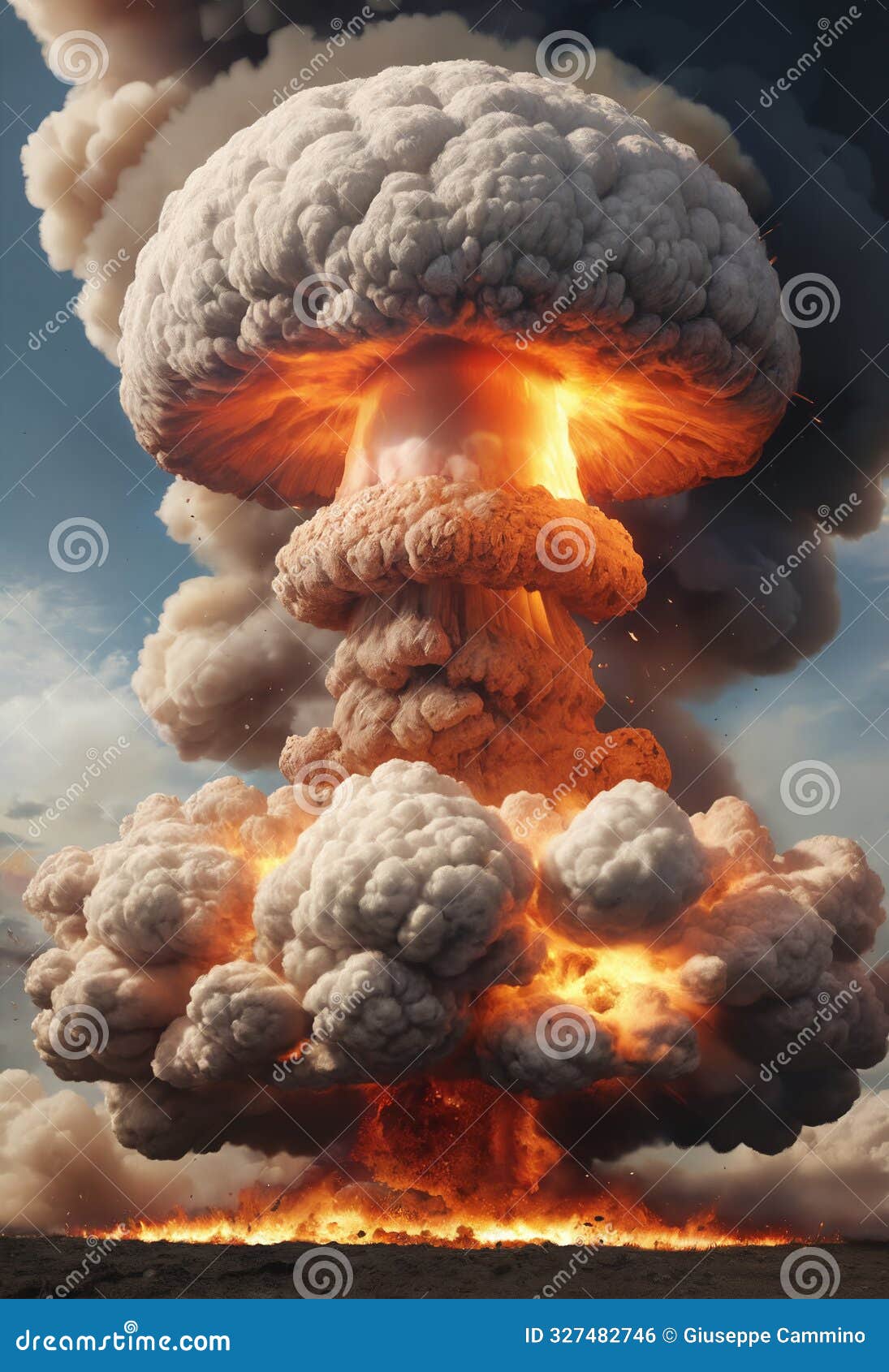 A Dramatic Large Nuclear Explosion Mushroom Cloud Fire Ball Stock ...