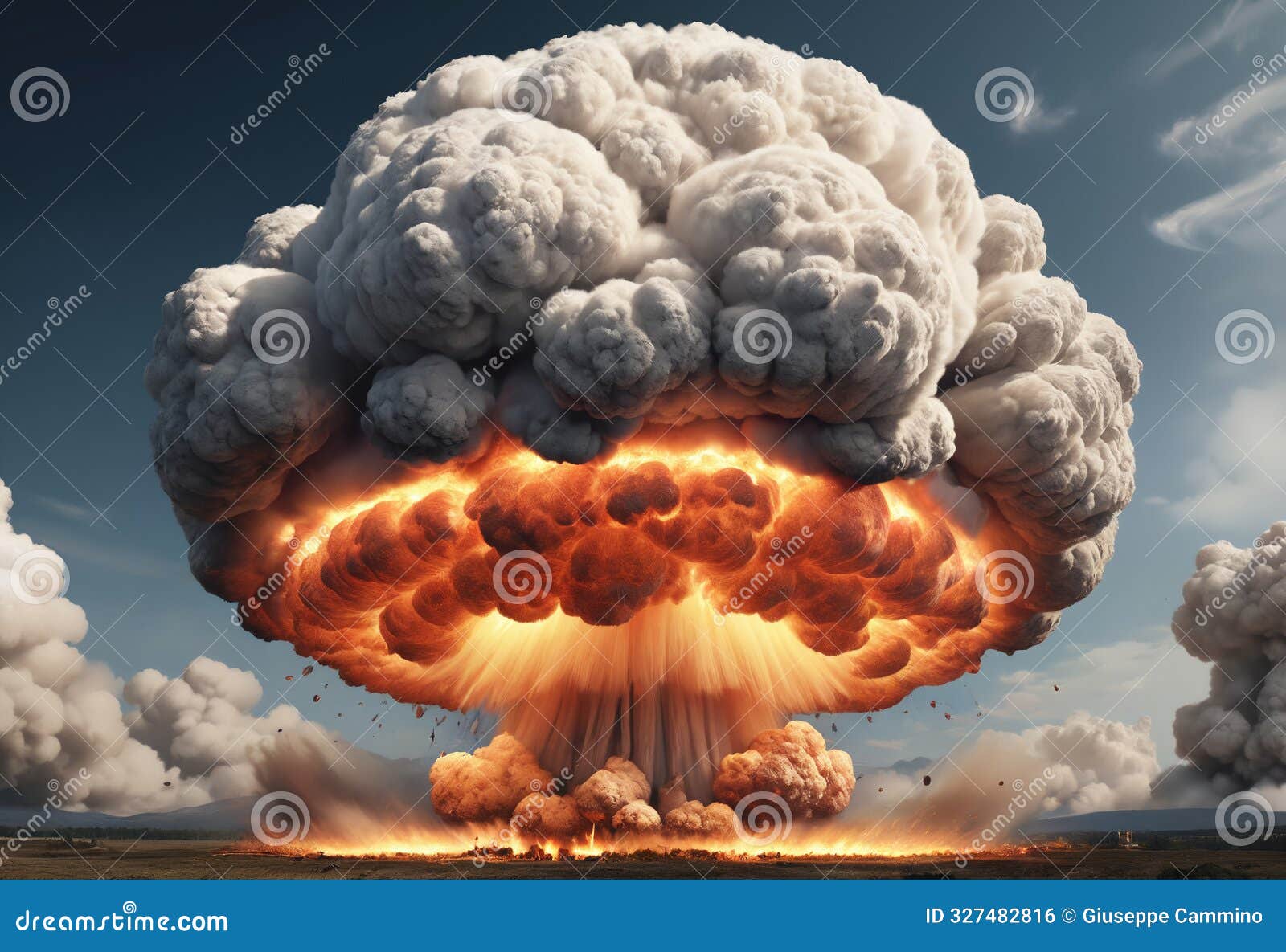 A Dramatic Large Nuclear Explosion Mushroom Cloud Fire Ball Stock ...