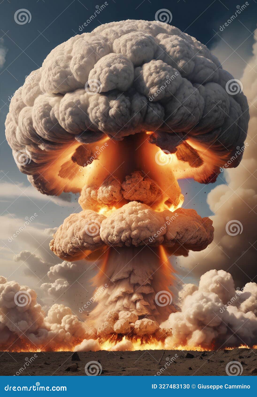 A Dramatic Large Nuclear Explosion Mushroom Cloud Fire Ball Stock ...