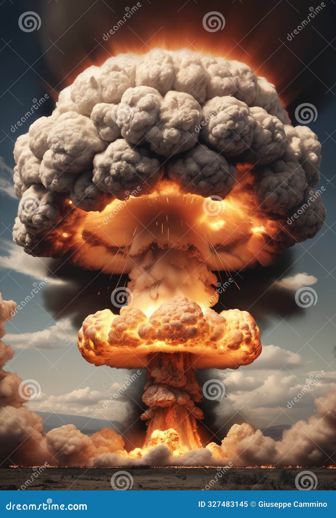 A Dramatic Large Nuclear Explosion Mushroom Cloud Fire Ball Stock ...