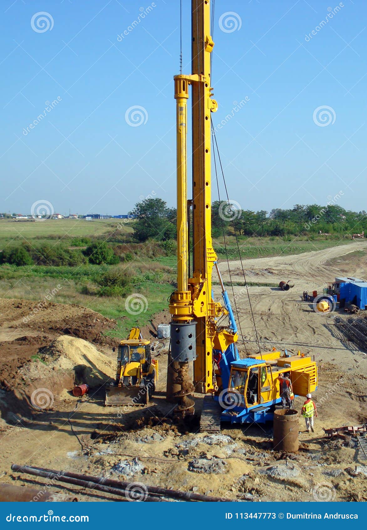 Drilling machinery working stock image. Image of pipe - 113447773
