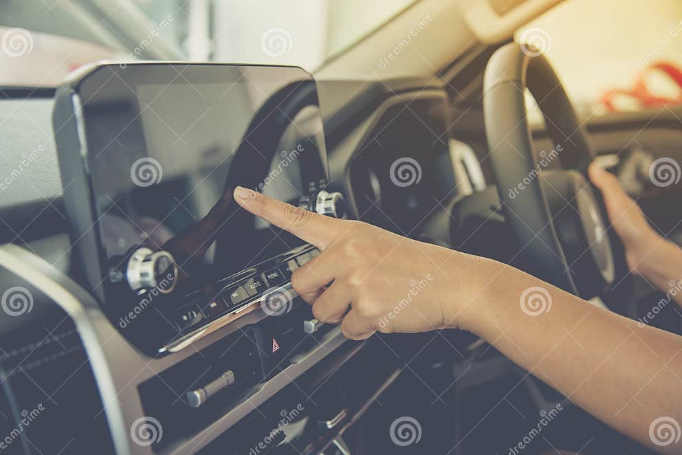 View of Driver Holding Steering Wheel and Testing Car Operating System ...