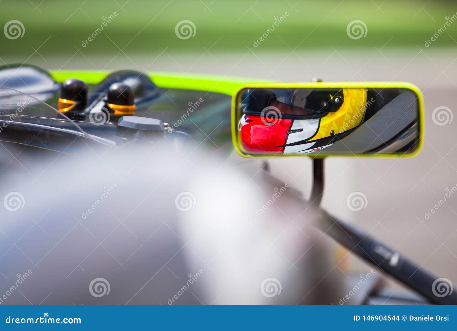 A View of a Driver in the Rearview Mirror Inside His Supercar and Ready ...