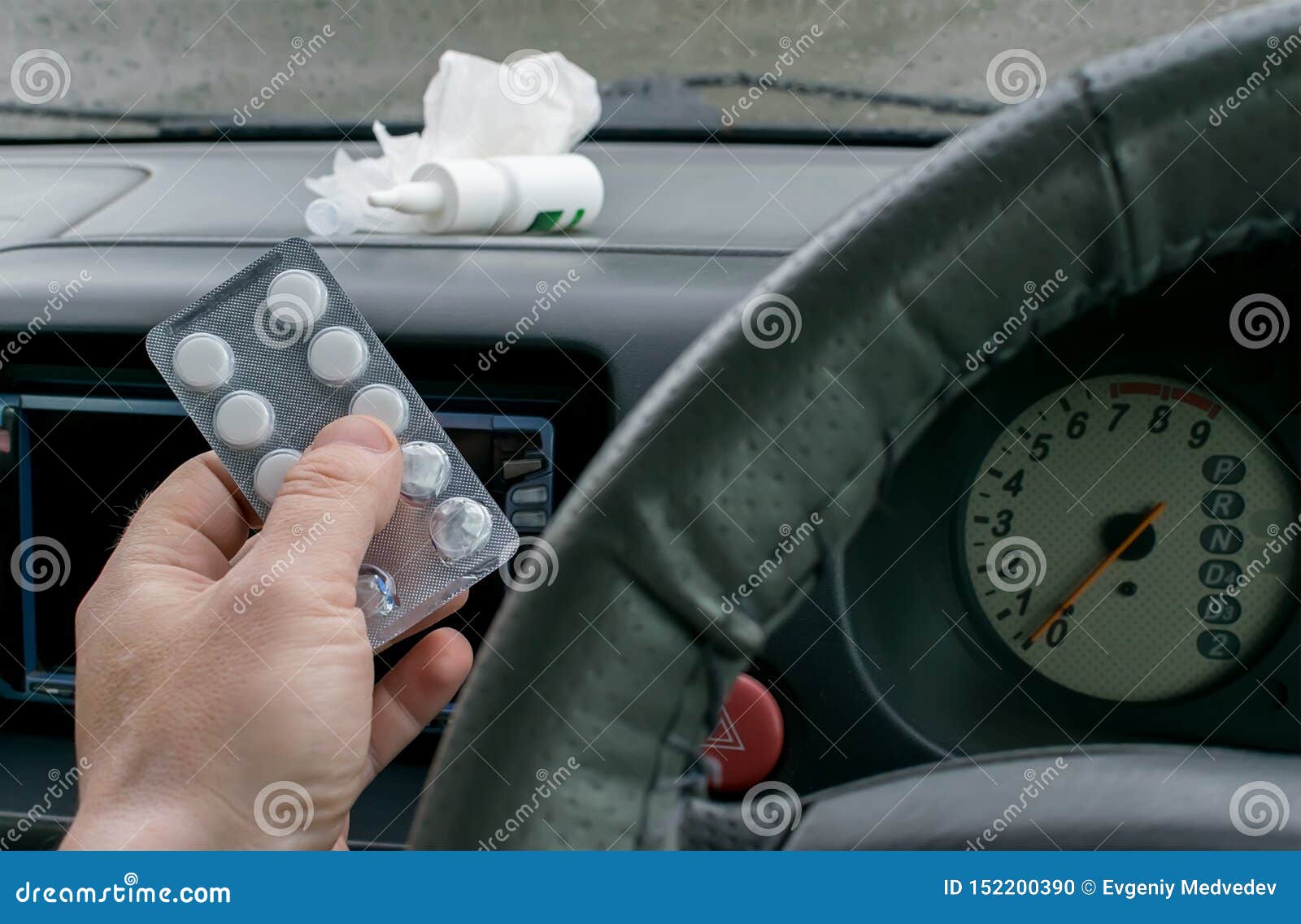 Driver Holds a Package of Pills Stock Photo - Image of hand, health ...