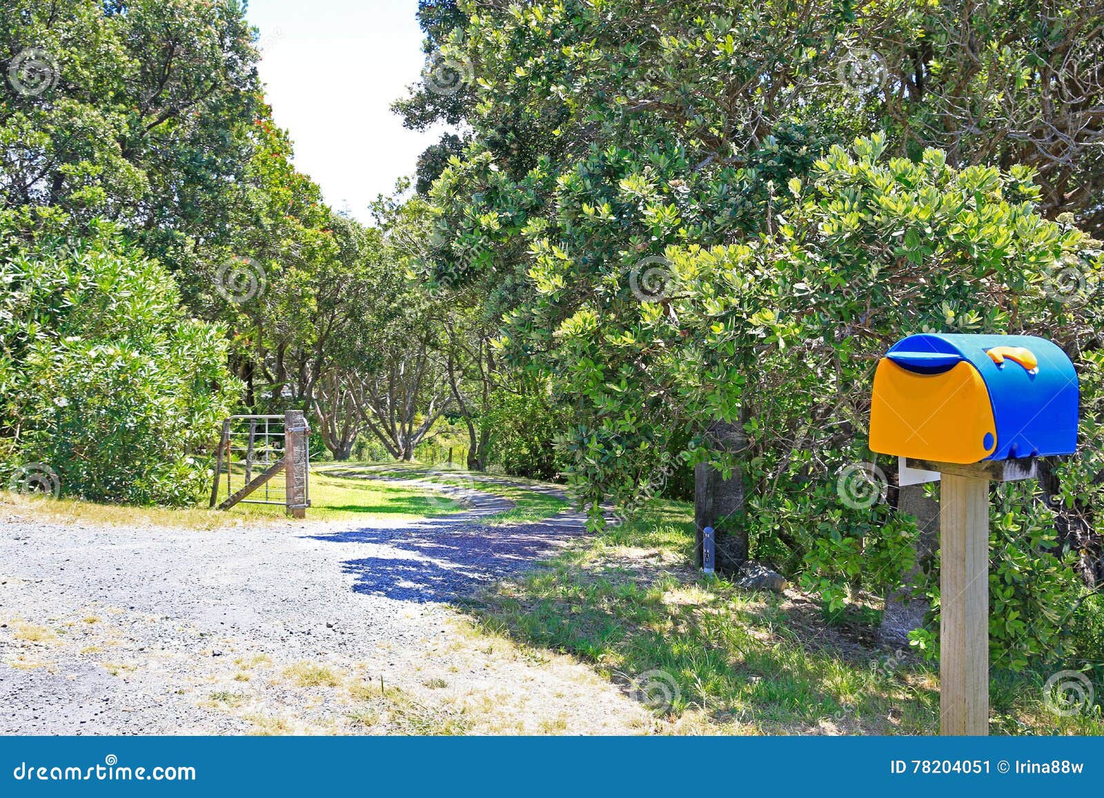 View of Driveway, Open Gate and a Post Box Stock Image - Image of ...