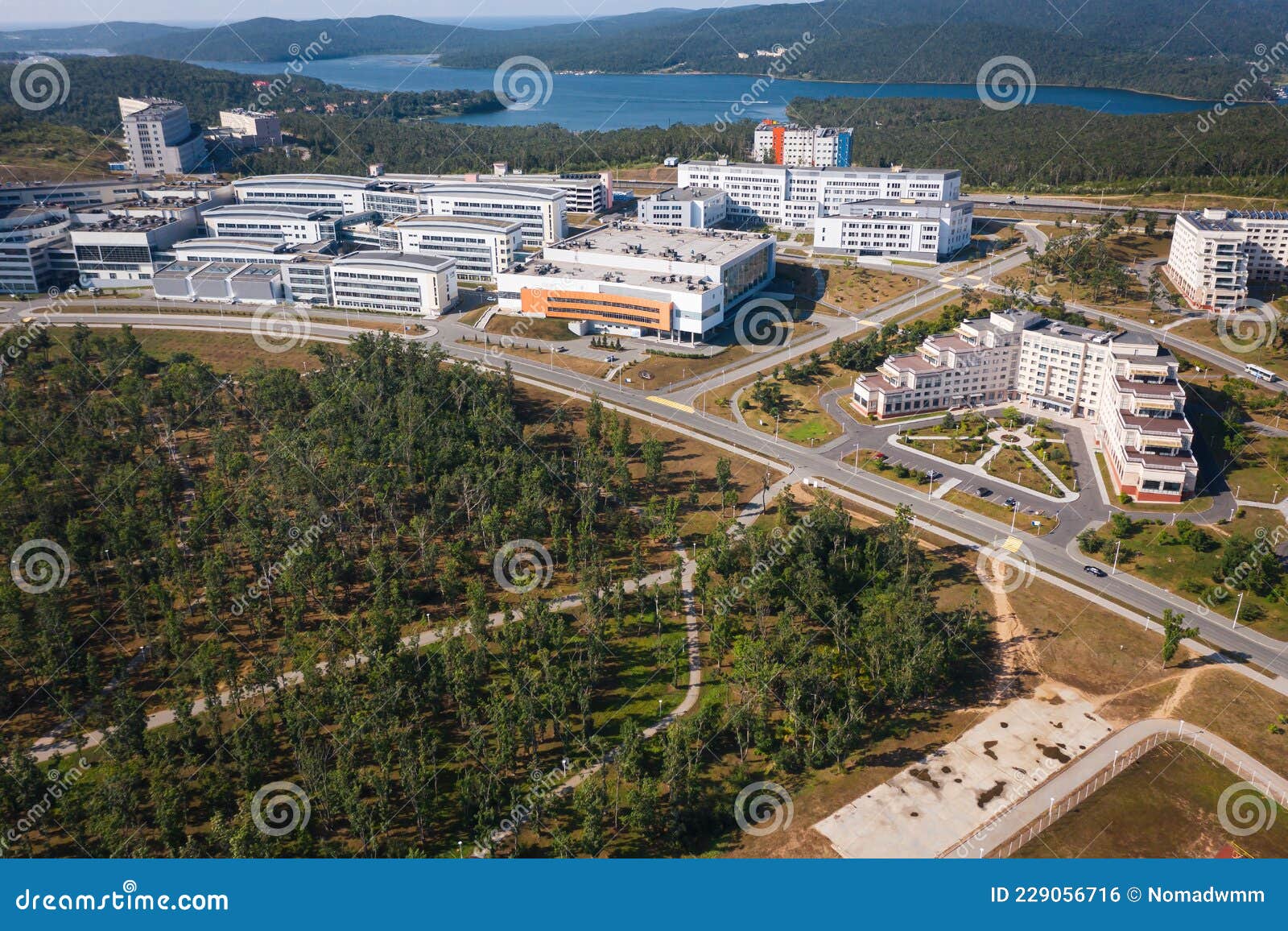 View from a Drone on the Modern Campus of the University Stock Photo ...