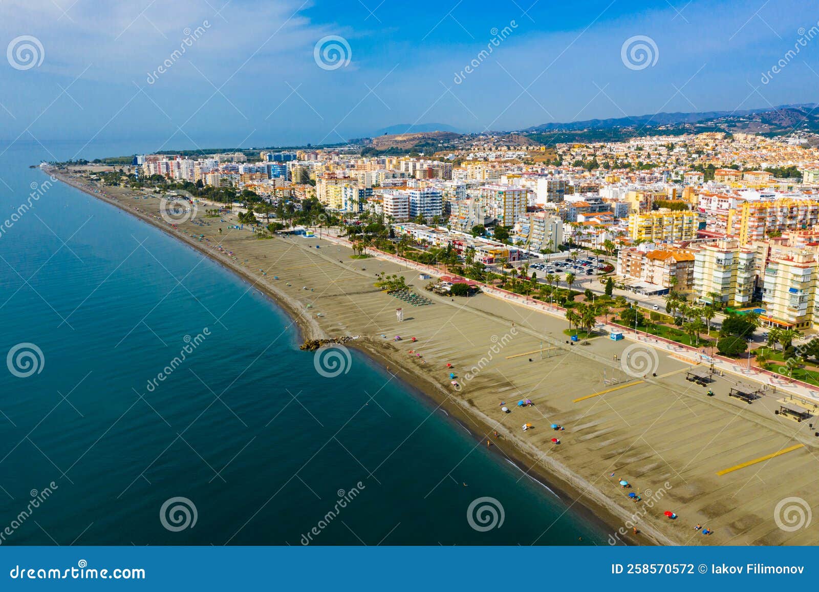View from Drone of Spanish Town of Torre Del Mar Stock Photo - Image of ...