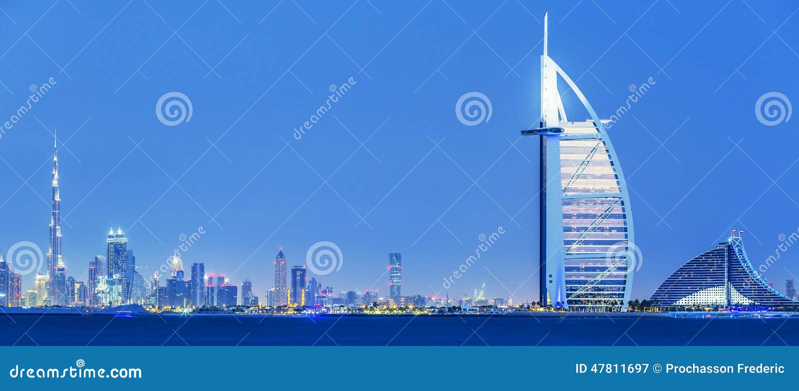 Dubai Skyline Burj Khalifa Skyscraper Panorama Panoramic Aerial Royalty ...
