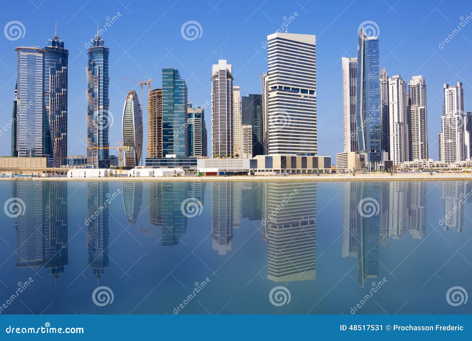 Dubai Skyline Burj Khalifa Skyscraper Panorama Panoramic Aerial Royalty ...