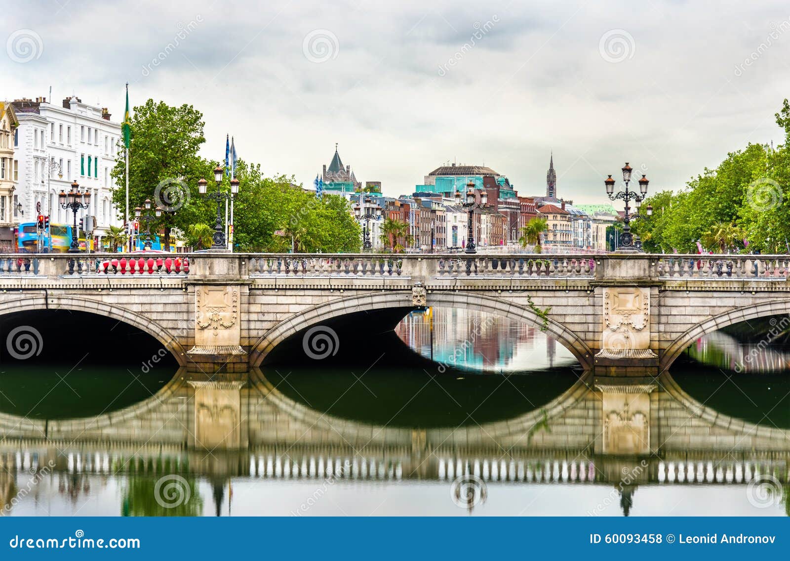 View of Dublin with the O Connell Bridge Stock Photo - Image of ...