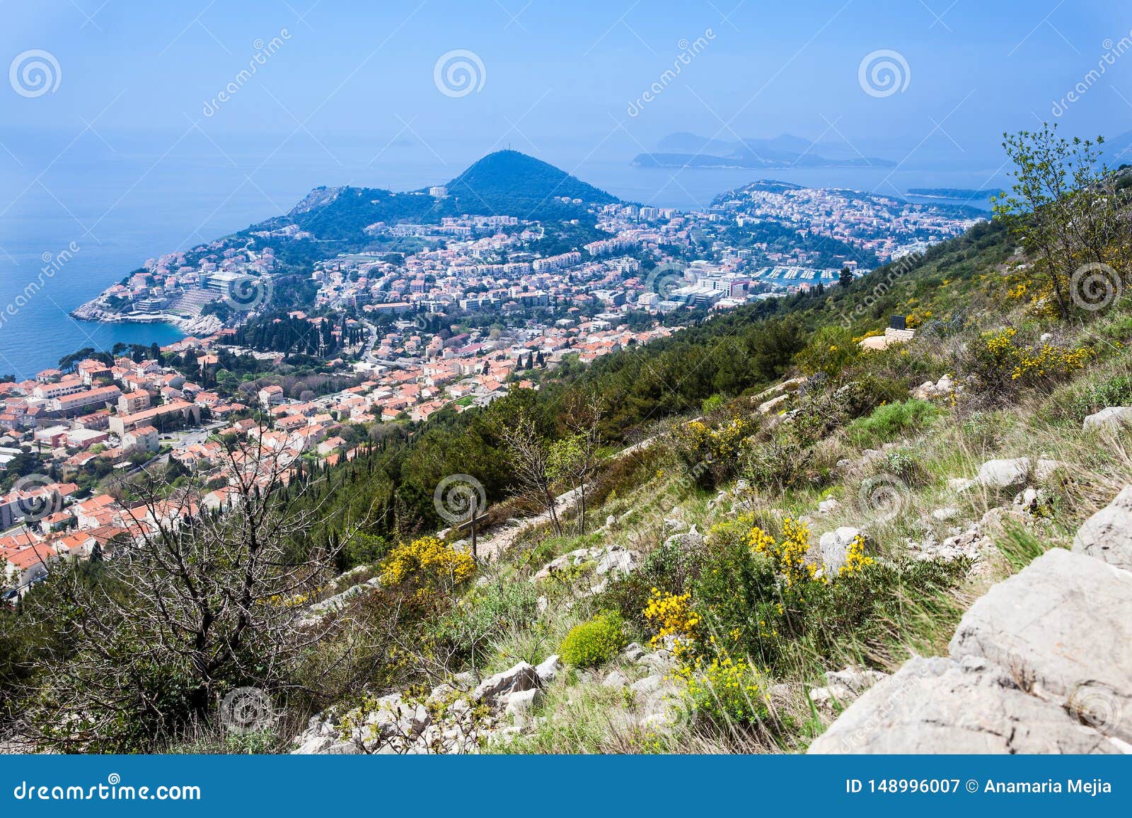 Dubrovnik City from the Top of Mount Srd Walking Trail Stock Image ...