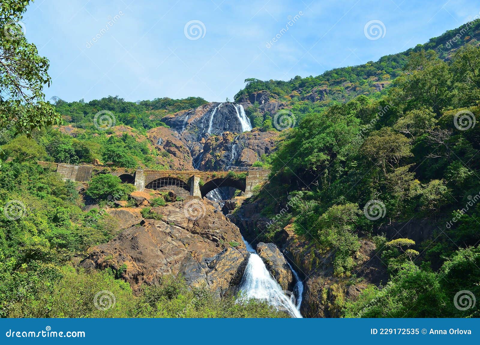 View of Dudhsagar Waterfall in Goa, India Stock Image - Image of ...