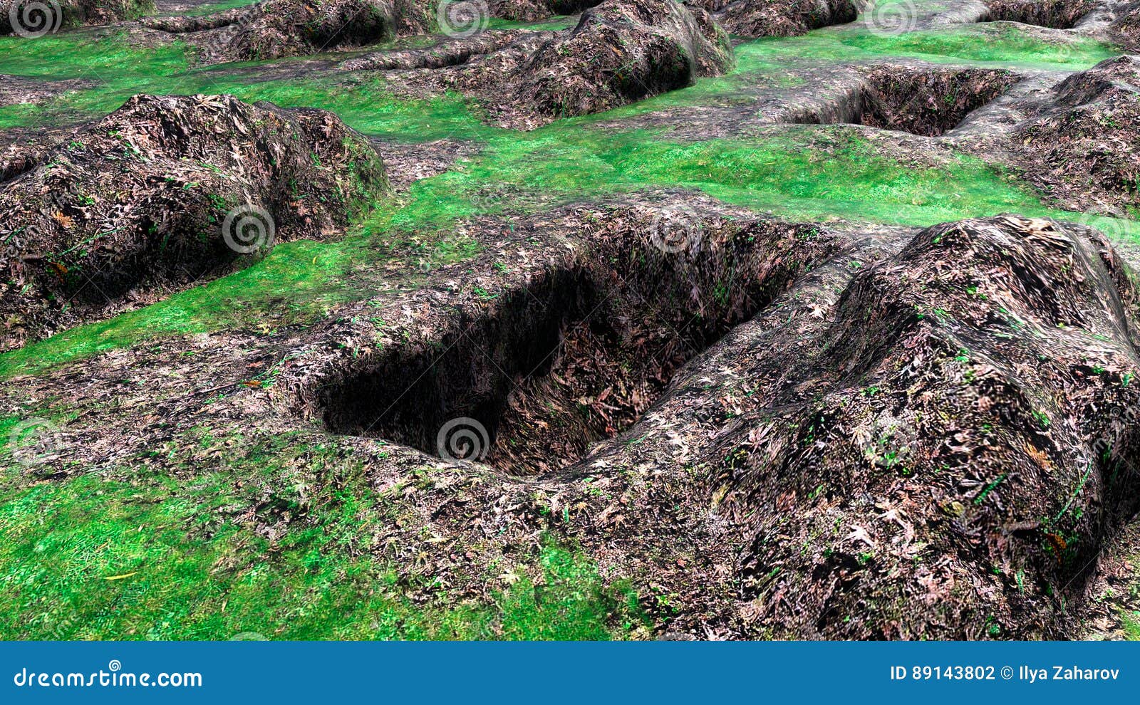 View of Dug and Empty Graves Ground Stock Illustration - Illustration ...