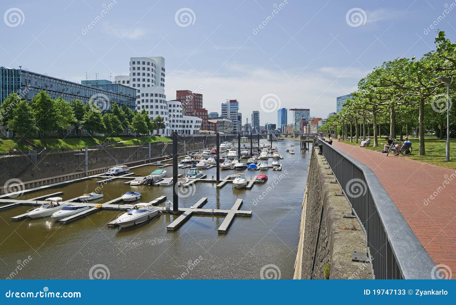 View of Dusseldorf at the River Rhine in Germany Stock Image - Image of ...