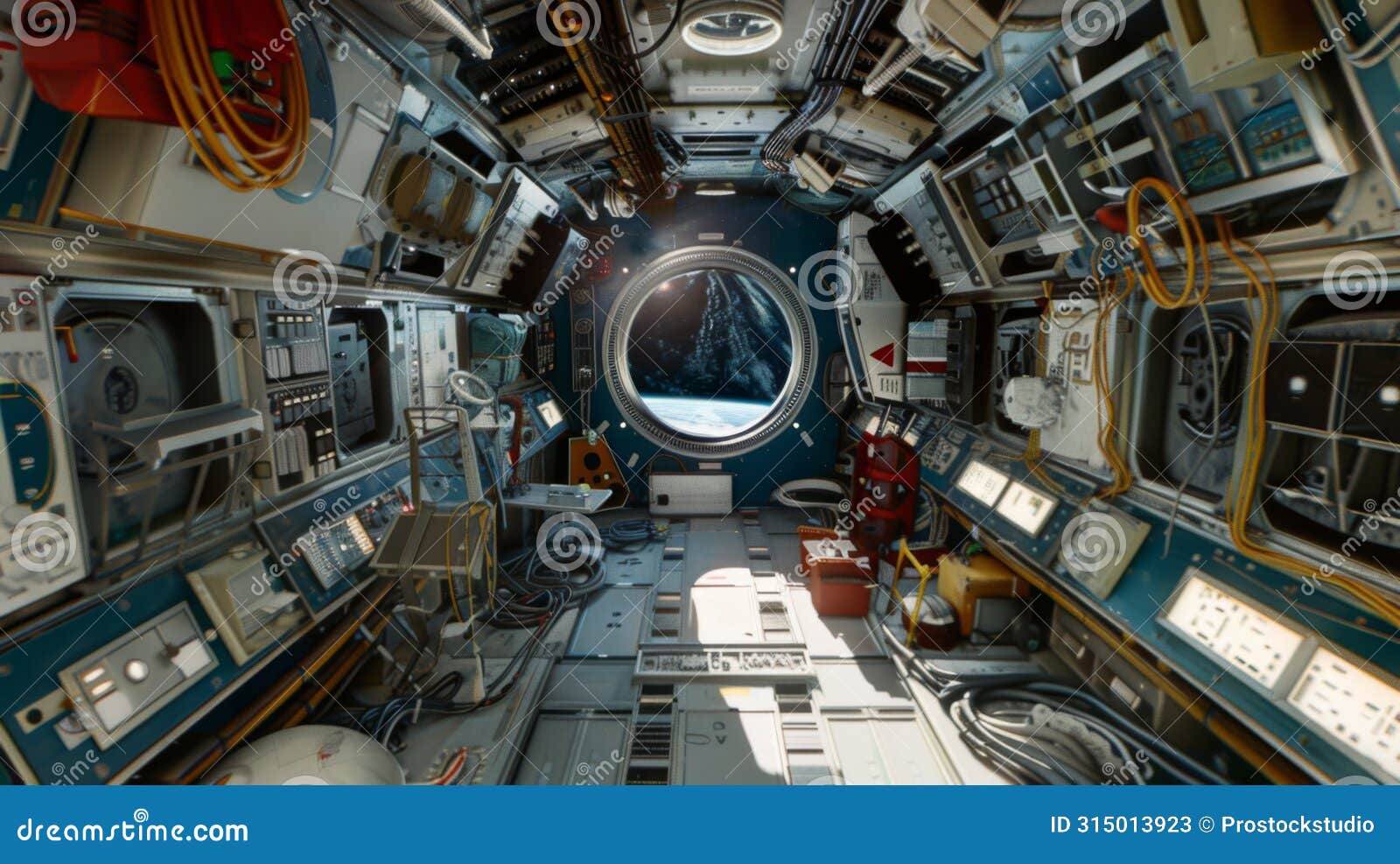 View of Earth from Inside a Space Station Module Stock Image - Image of ...