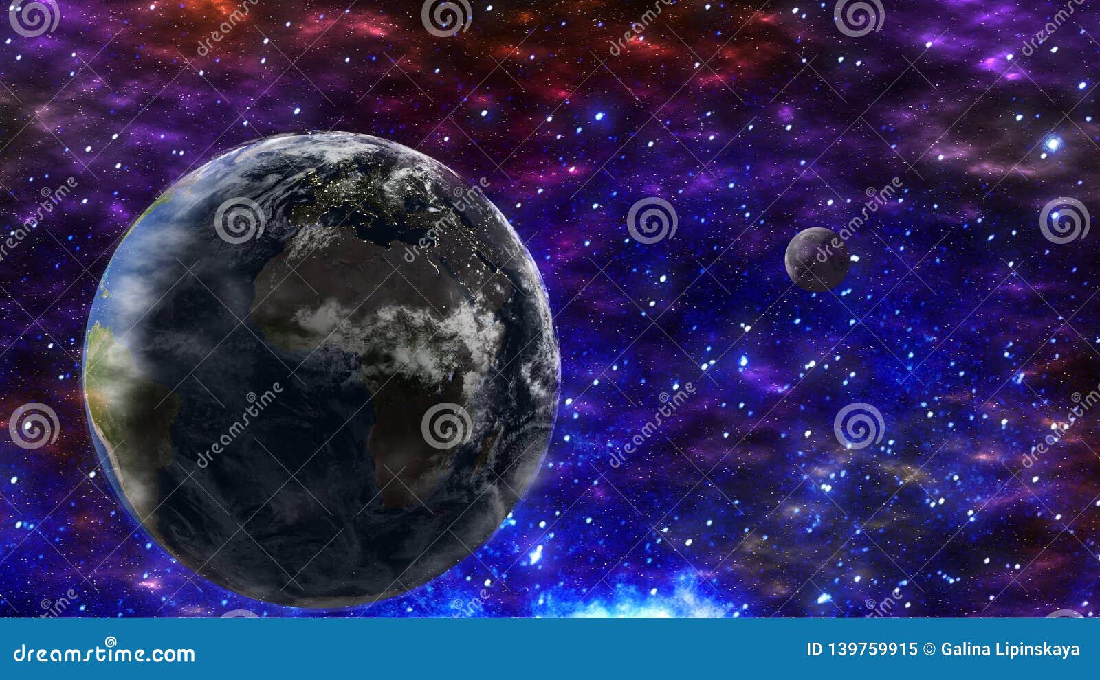 View of the Earth from Outer Space. Comets Flying by the Planet ...