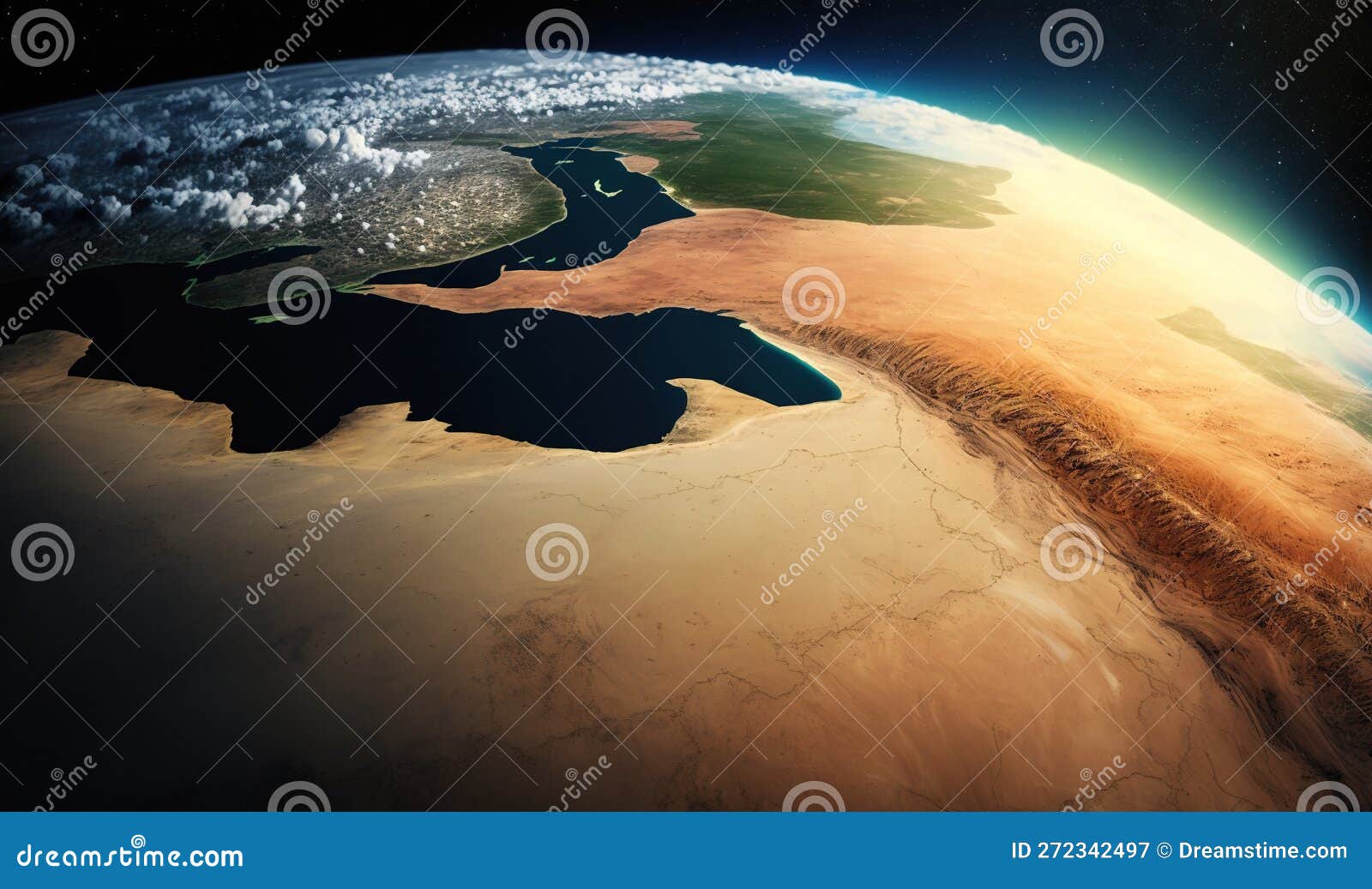 A View Of The Earth From Space Showing The Landforms Stock Image ...