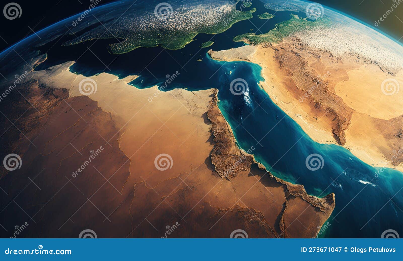 A View of the Earth from Space Showing the Middle East and the Middle ...