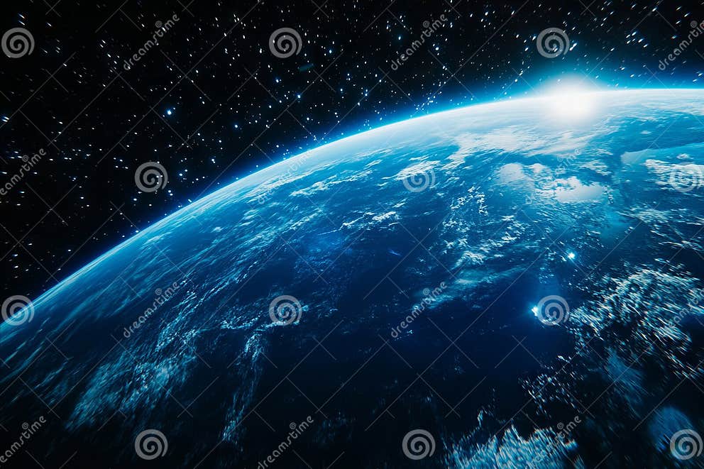 A View of the Earth from Space with Stars in the Background Stock Image ...