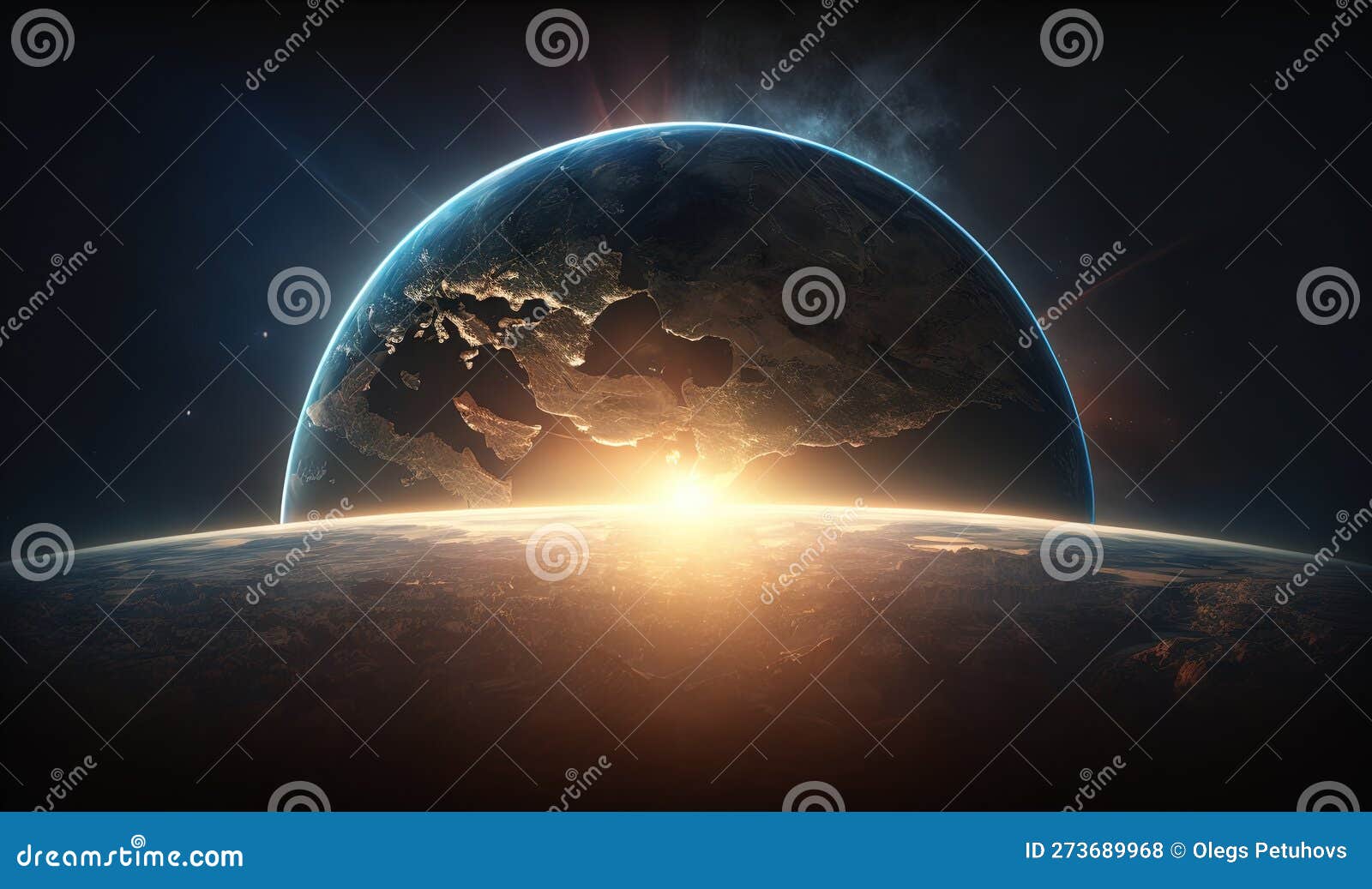 A View of the Earth from Space with the Sun Shining Behind it Stock ...