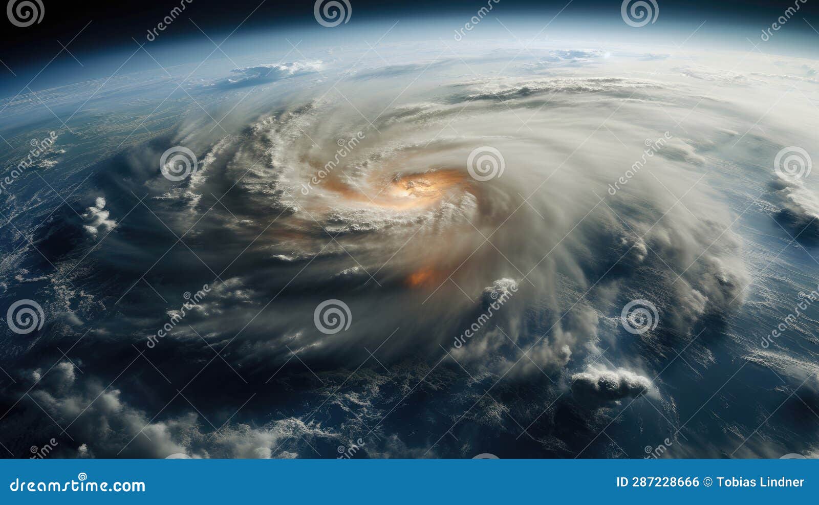 View of the Earth from Space, Visible Thunder Storm with Cloud Vortex ...