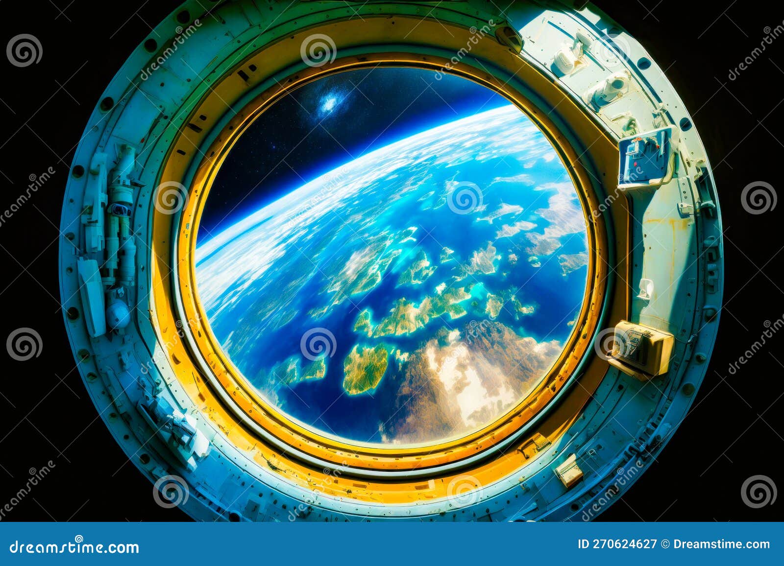 View of the Earth through Window Generative AI Stock Image - Image of ...