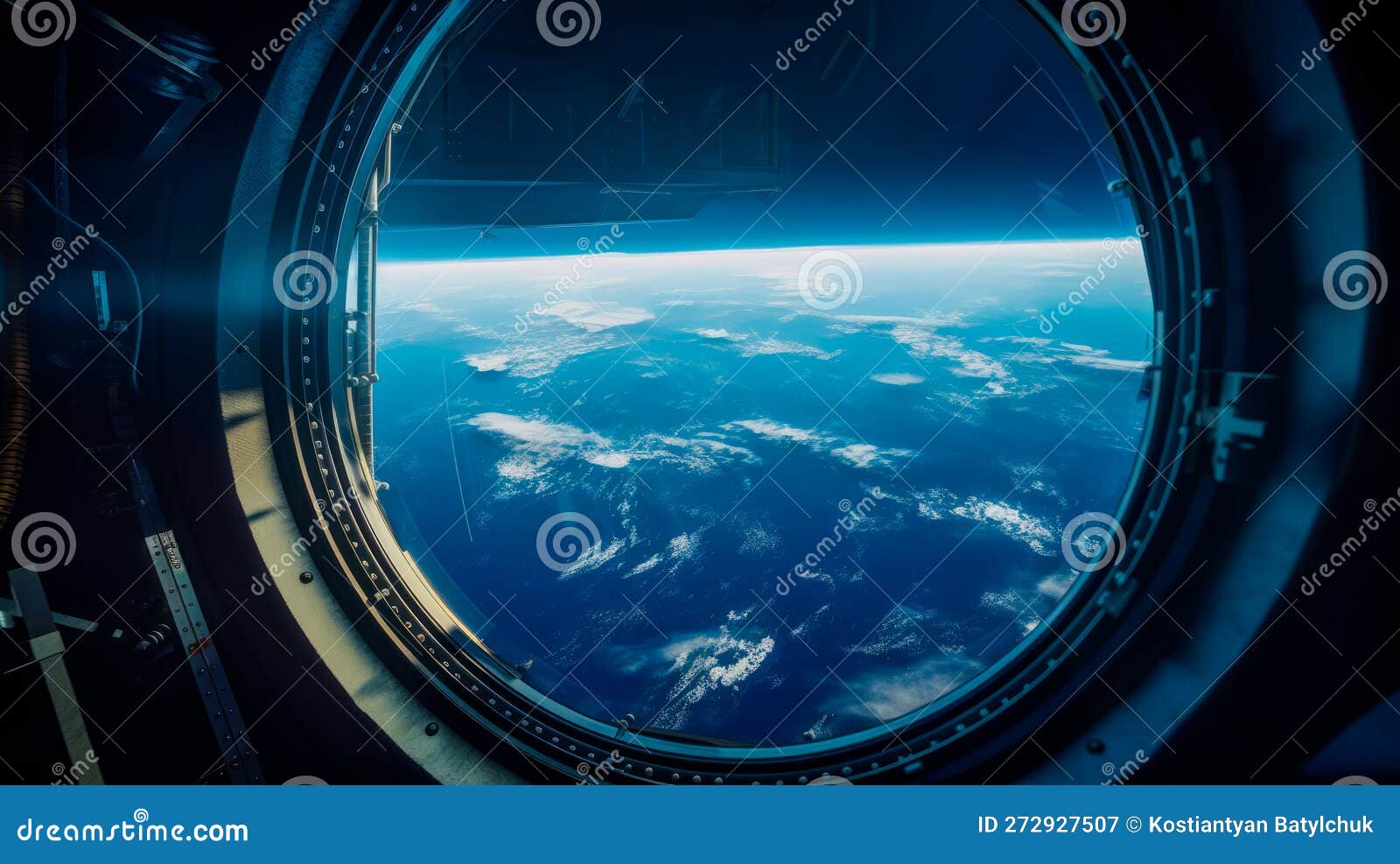View of the Earth through Window of Space Station. Generative AI Stock ...
