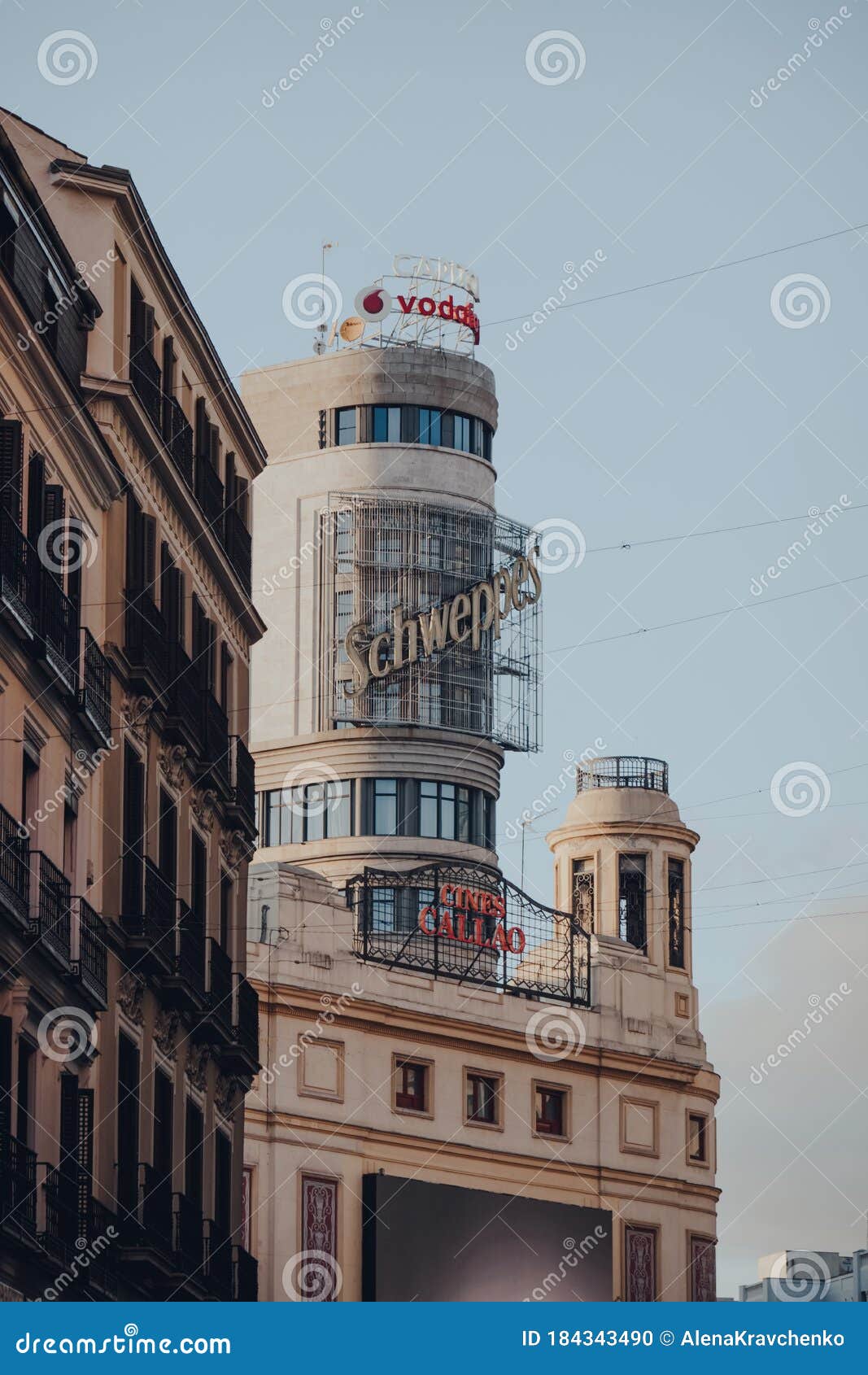 View of Edificio Capitol on Gran Via, Madrid, Spain, Selective Focus ...