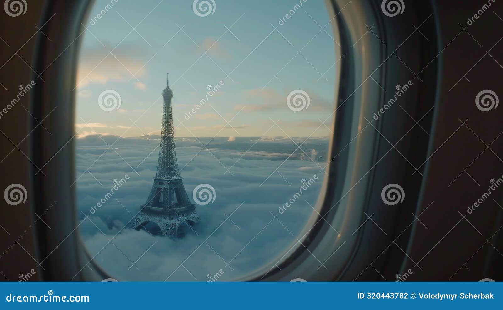 View of the Eiffel Tower from the Airplane Window Stock Photo - Image ...