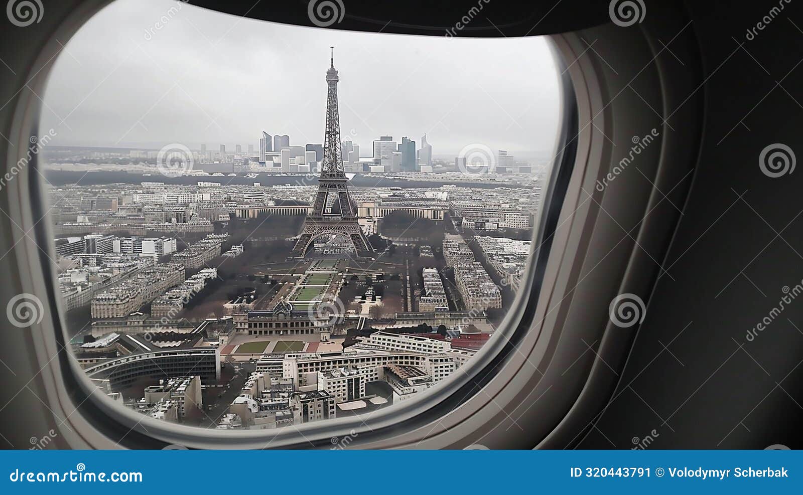 View of the Eiffel Tower from the Airplane Window Stock Image - Image ...