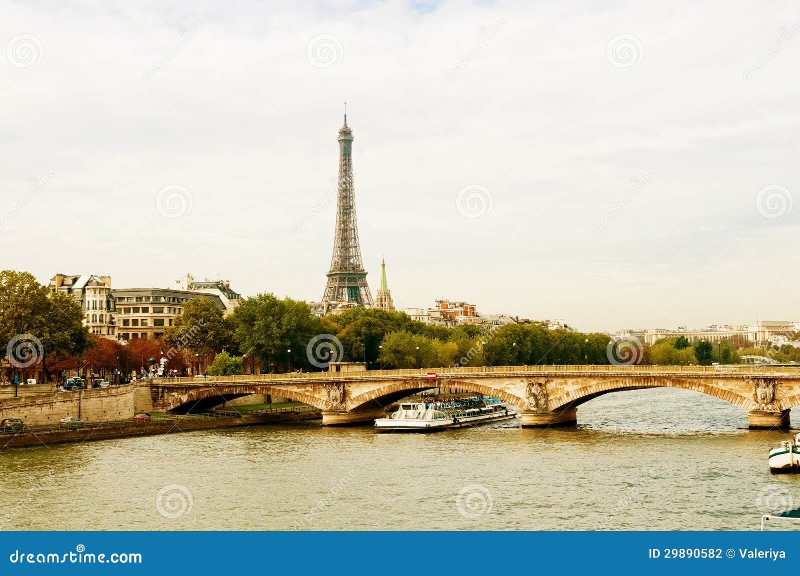 Eiffel Tower and bridge stock photo. Image of monumental - 29890582
