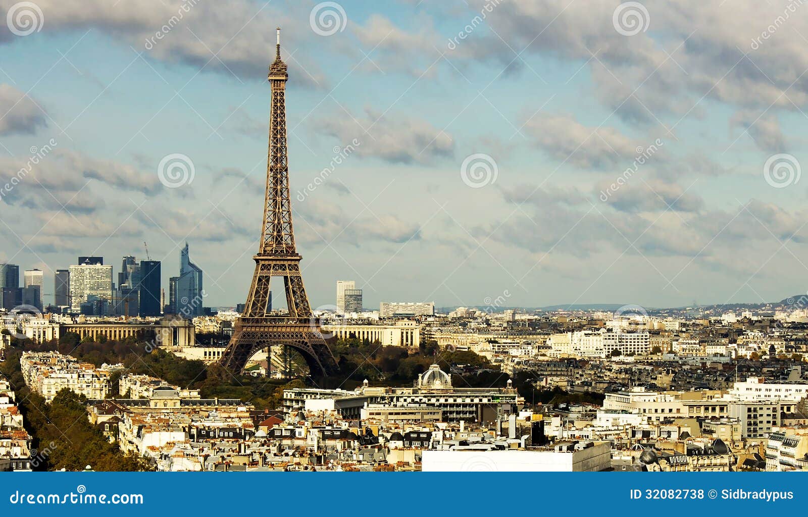 View on Eiffel Tower stock photo. Image of panoramic - 32082738