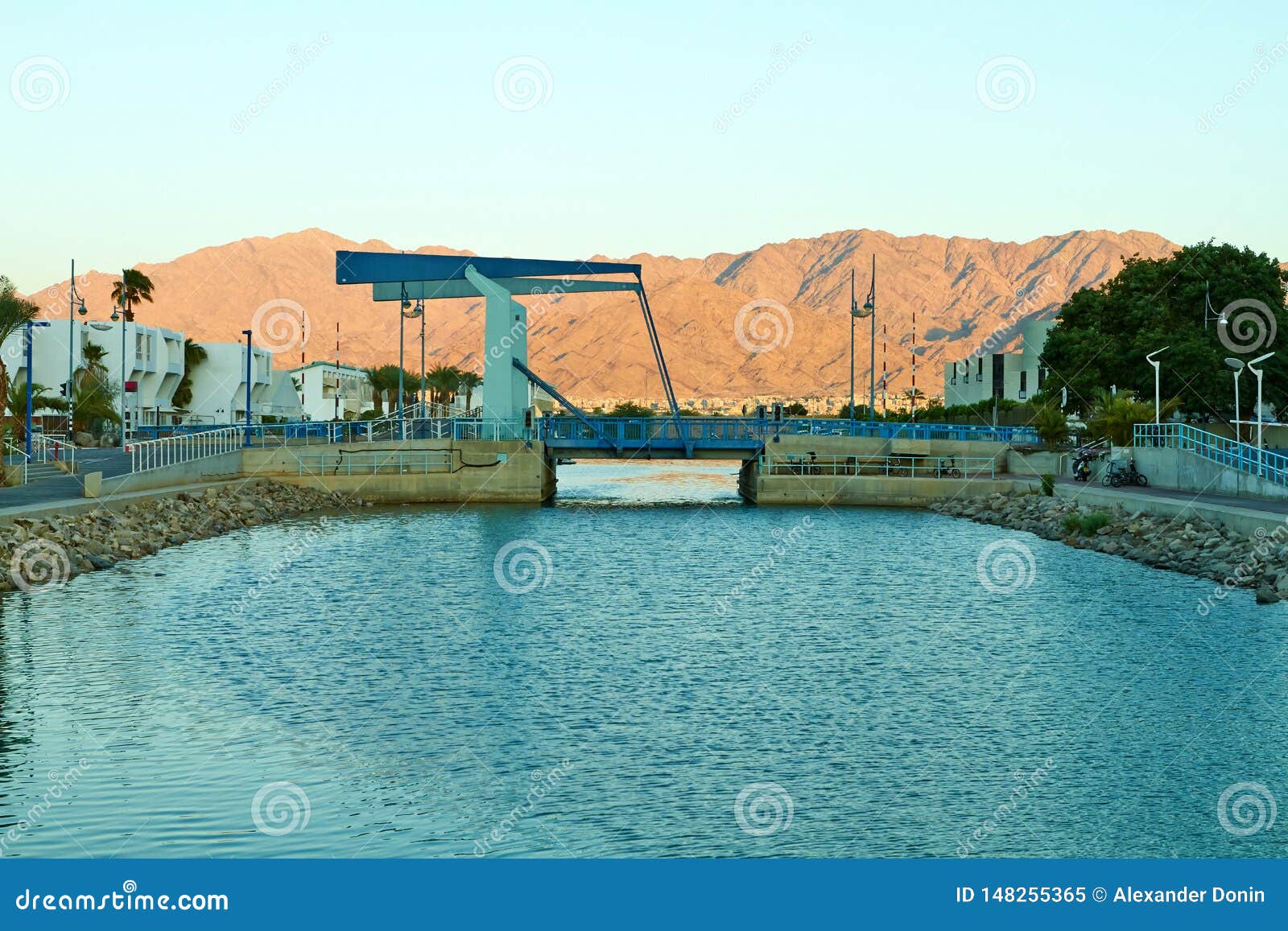View of Eilat Bay with a Drawbridge Stock Image - Image of landmark ...
