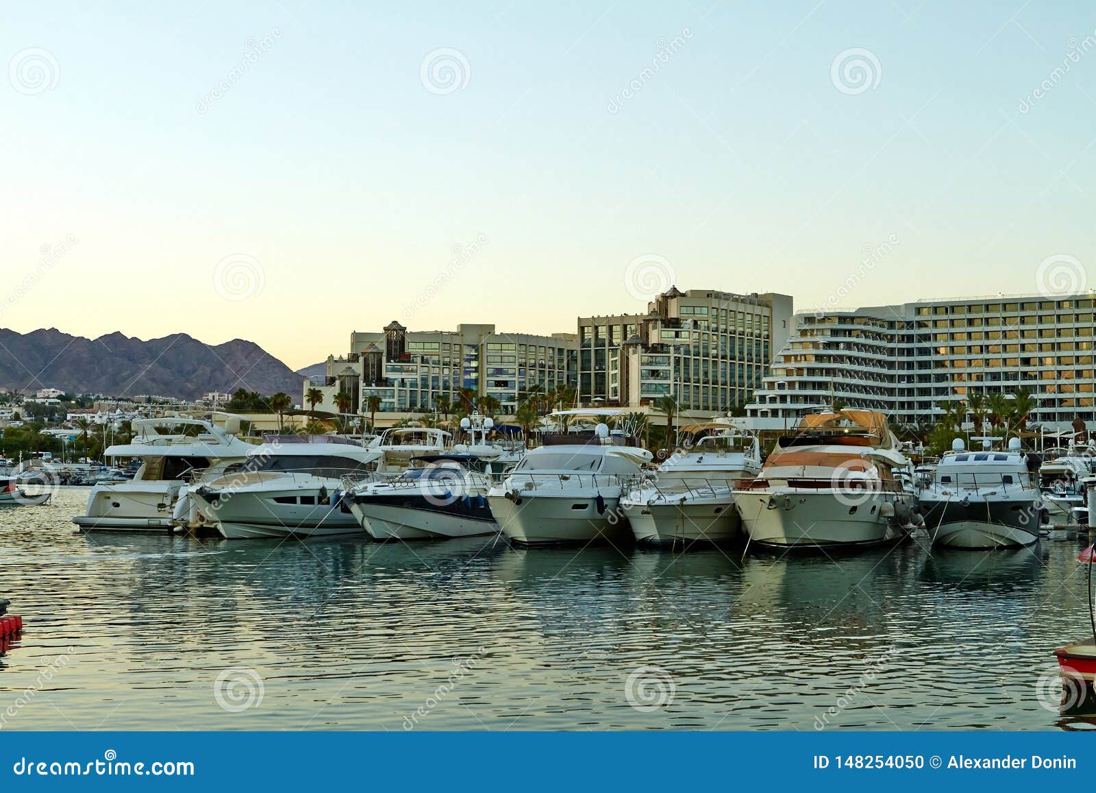View of the Eilat Bay with Yachts Stock Photo - Image of landmark ...