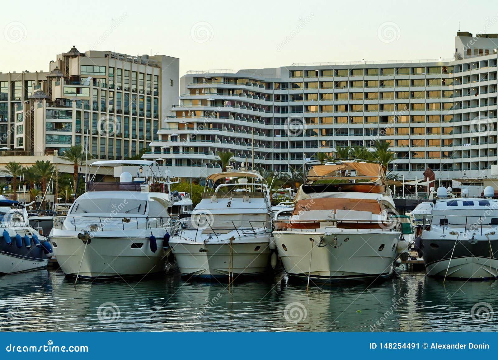 View of the Eilat Bay with Yachts Stock Image - Image of ship, beach ...