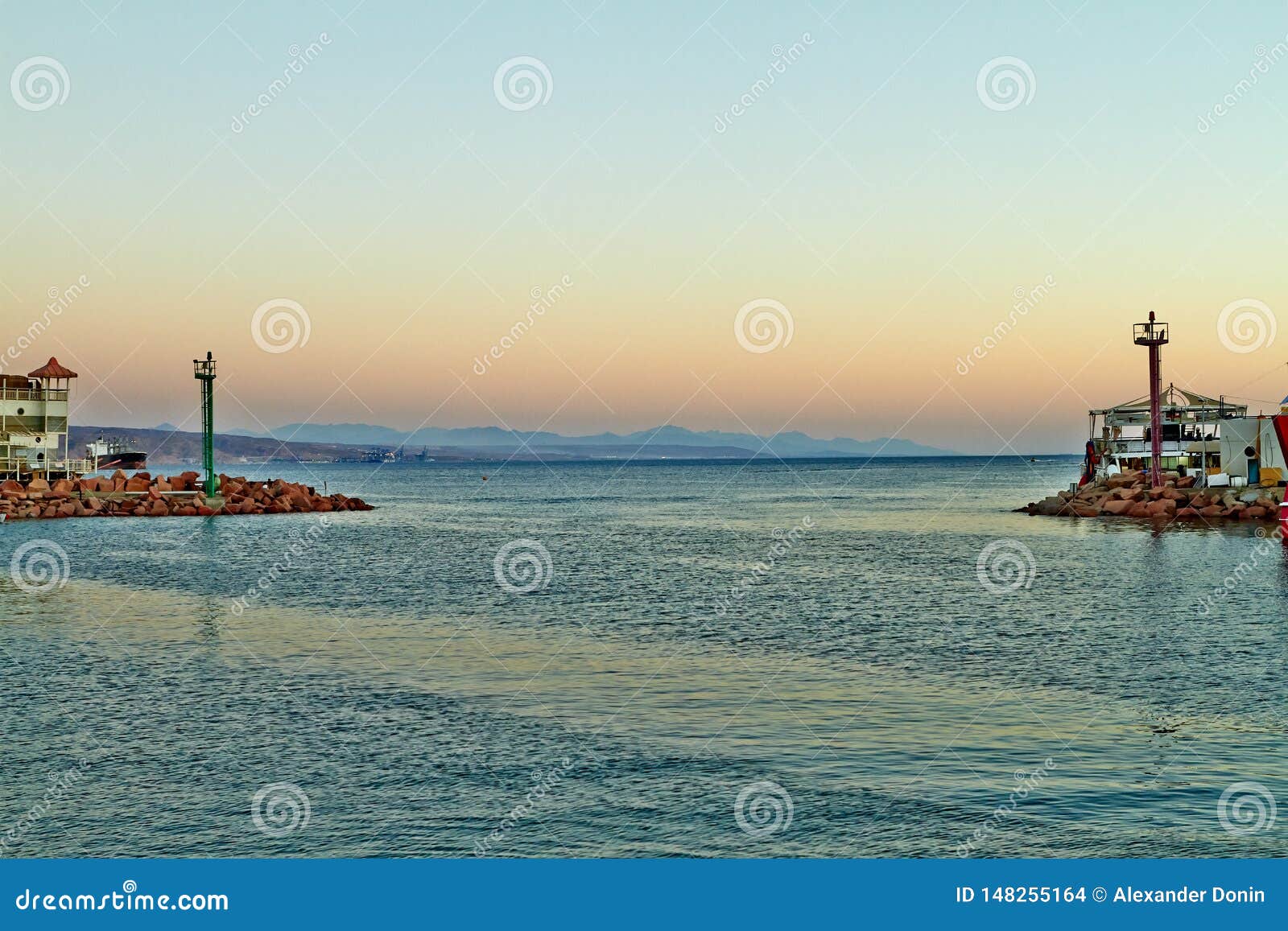 View of the Eilat Bay with Yachts Stock Photo - Image of dusk, coast ...