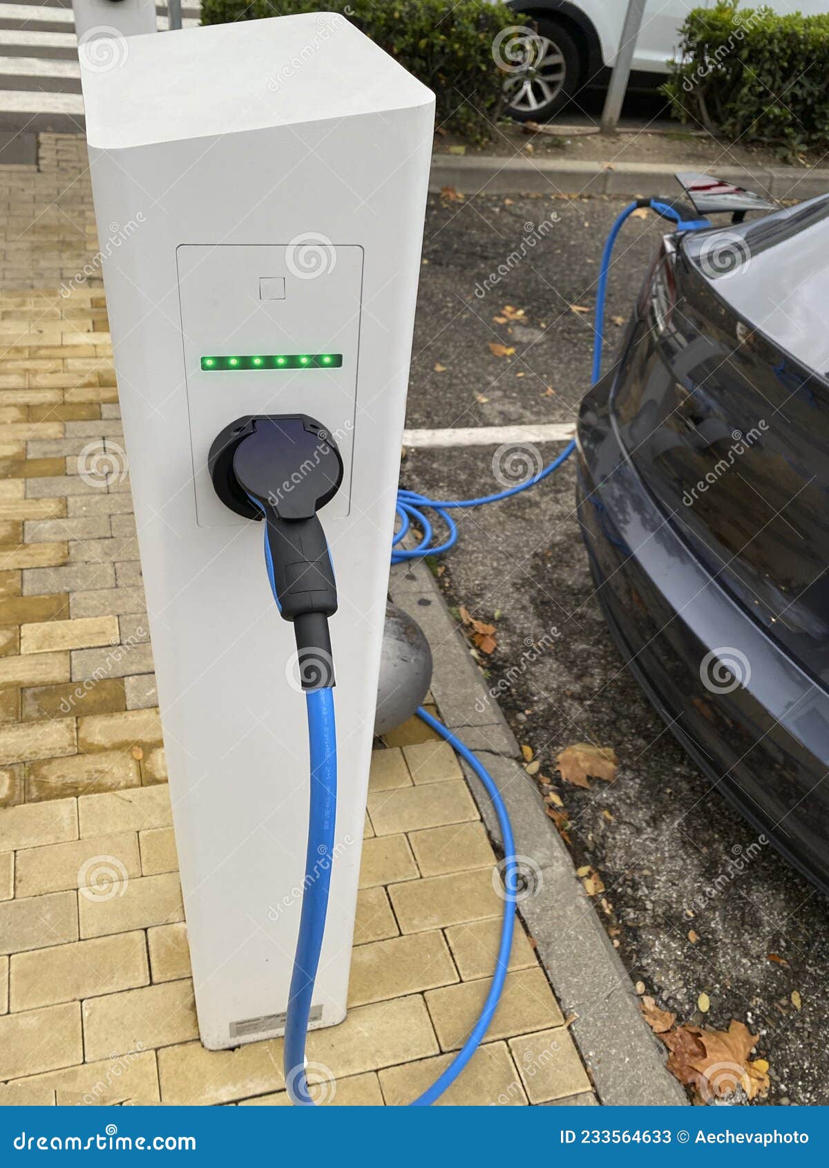 View from an Electric Car Charging Column. Technology Electric Vehicle ...