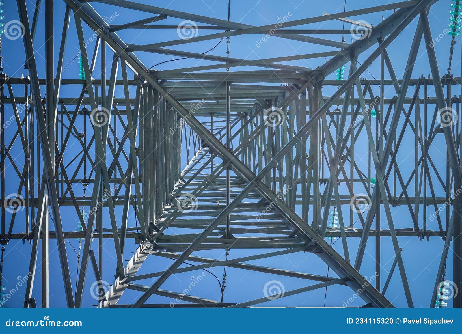 View of the Electric Transmission Line from Below Stock Photo - Image ...