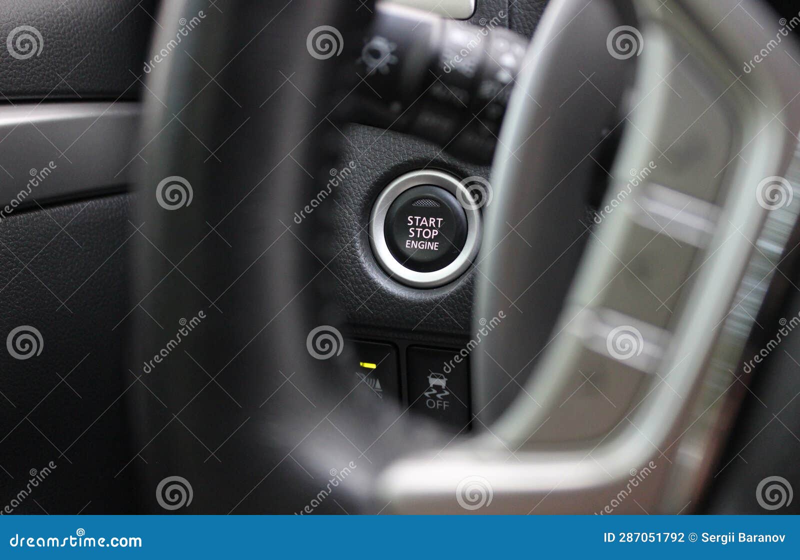 Electronic Engine Start Button through the Steering Wheel Spokes Stock ...