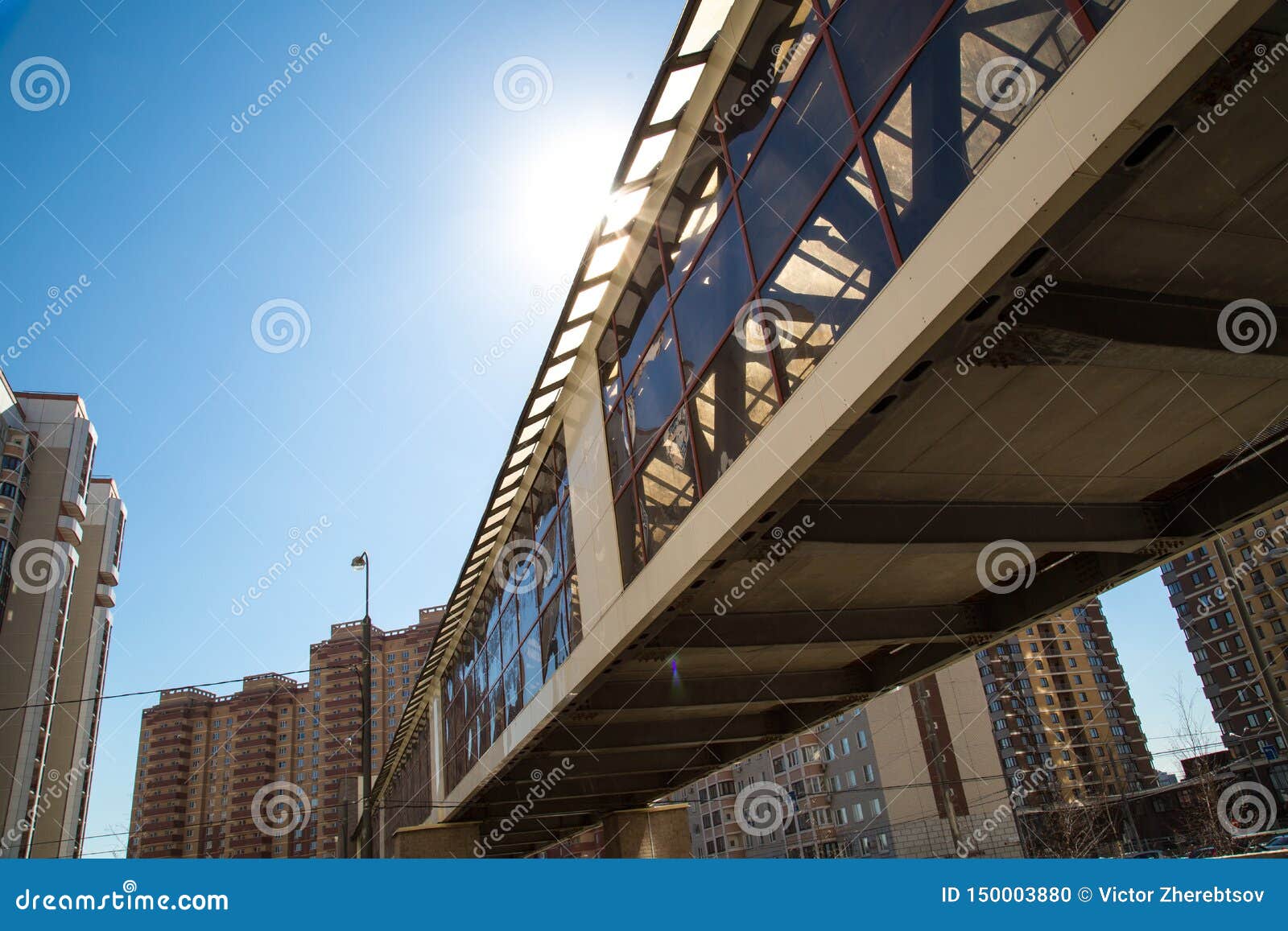 View of the Elevated Pedestrian Bridge Stock Photo - Image of industry ...