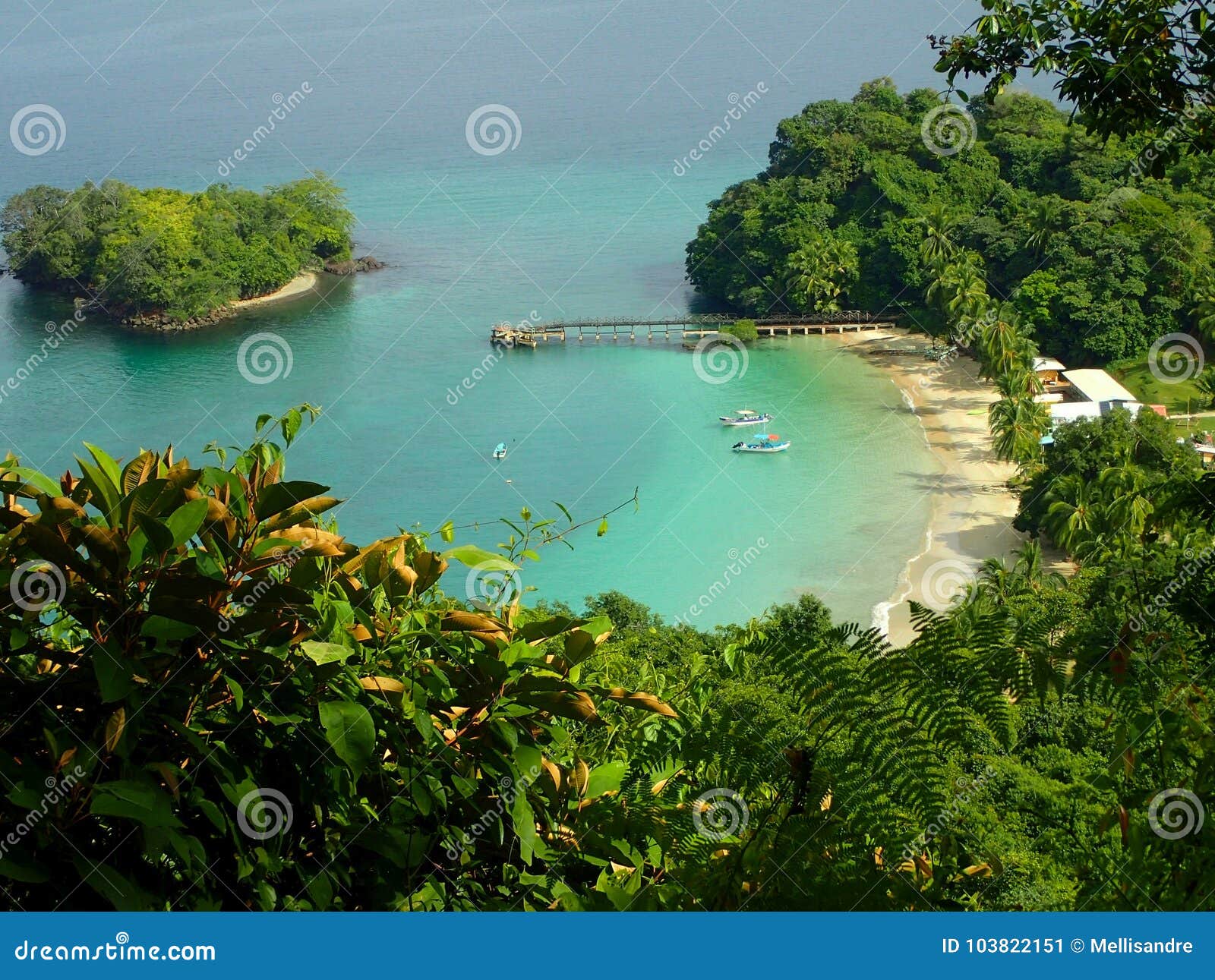 A View from Elevatep Point Over Beach in Parque Nacional De Isla Coiba ...