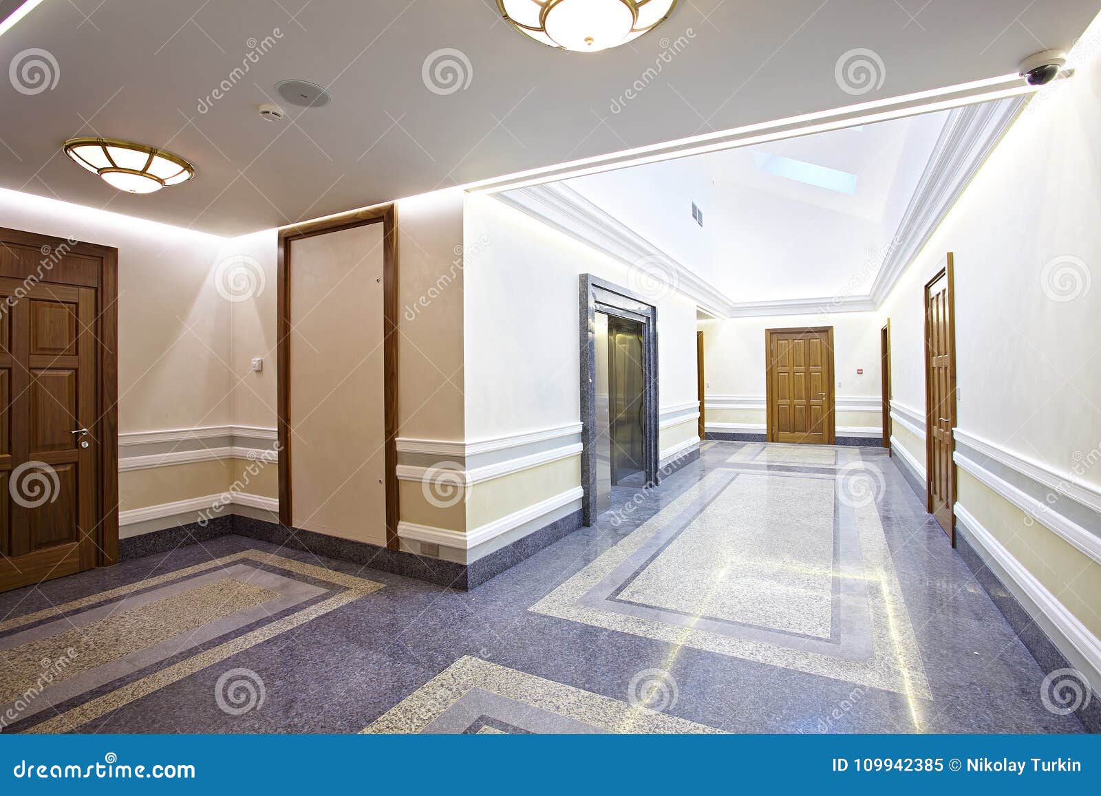 An Elevator Hall in the Modern Building Stock Image - Image of light ...