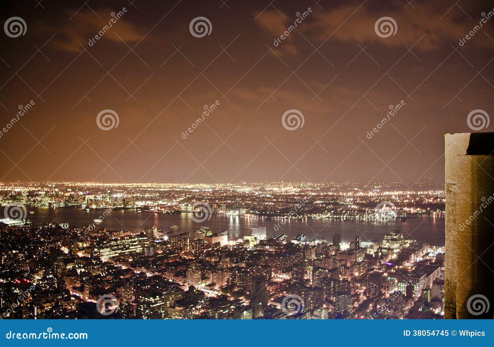 View from Empire State Building at Night Stock Image - Image of high ...