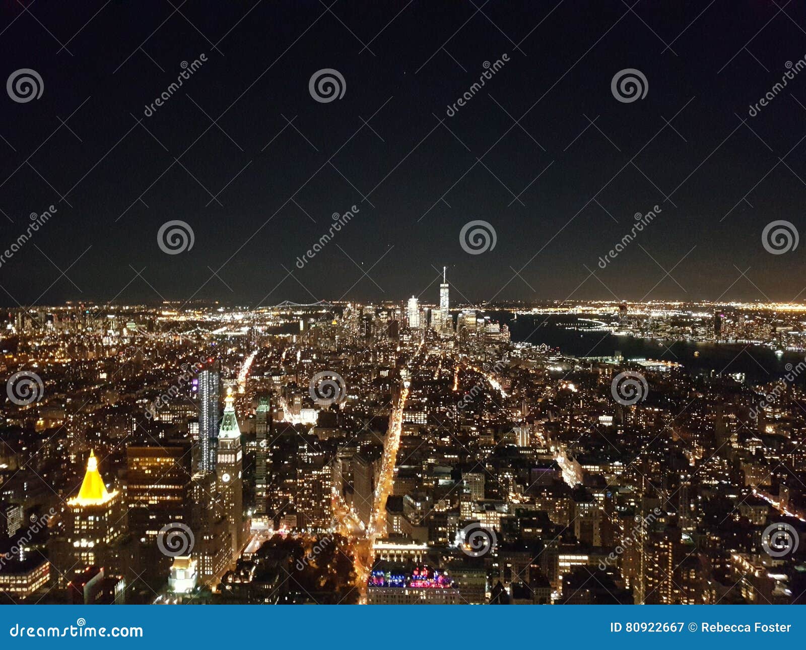View from the Empire State Building at Night Stock Image - Image of ...