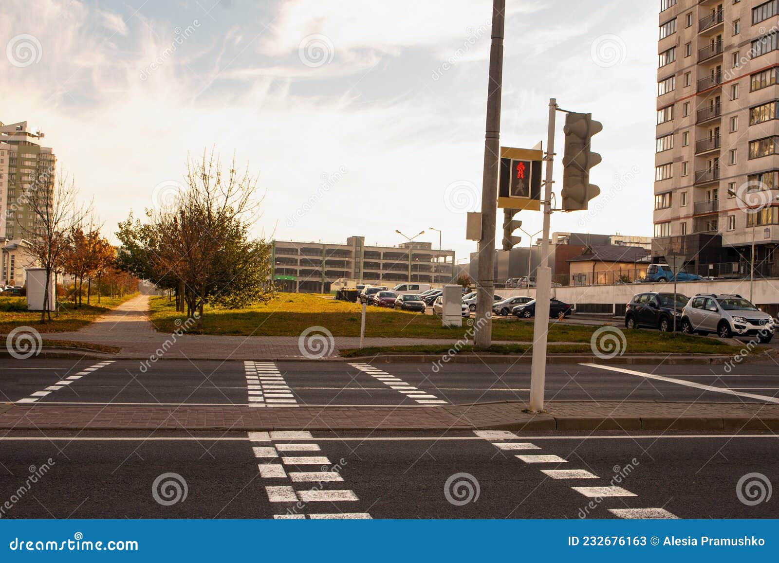 View of an empty crosswalk stock image. Image of background - 232676163