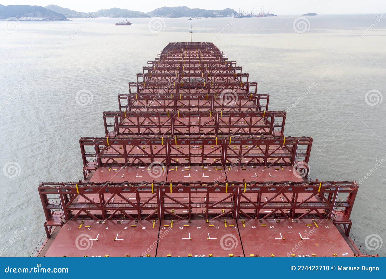 View on the Empty Deck of the Big Container Ship. Stock Photo - Image ...