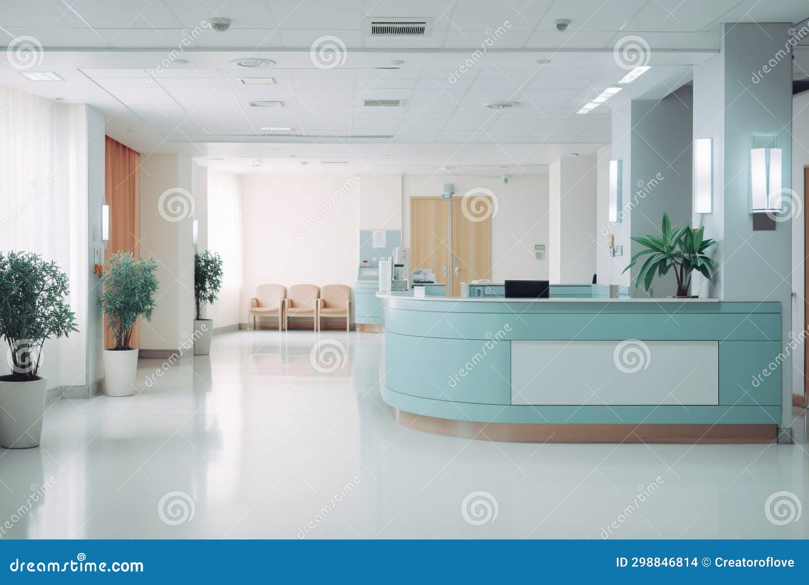 View of Empty Hospital Reception Area Stock Illustration - Illustration ...