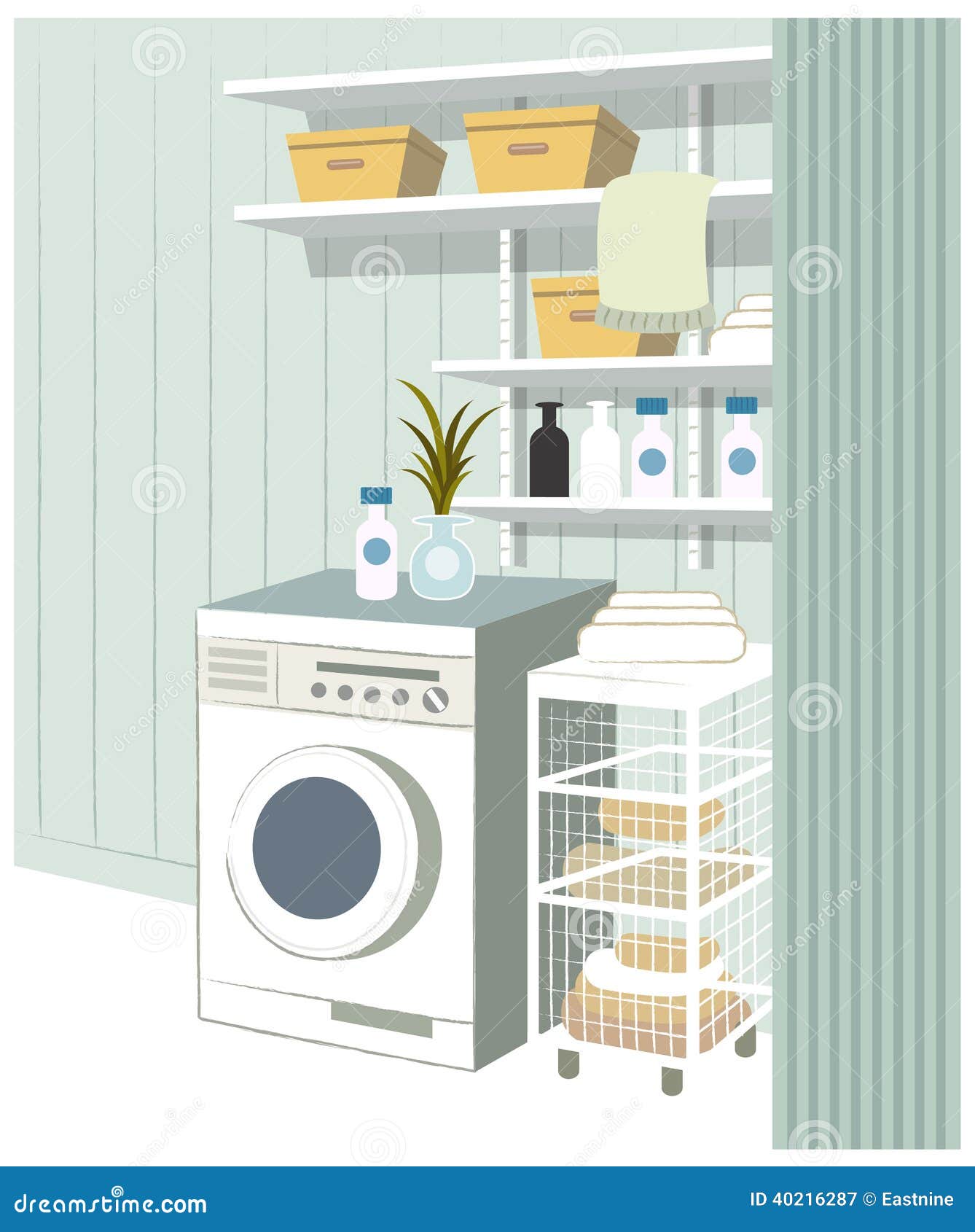 The View of Empty Laundry Room Stock Illustration - Illustration of ...
