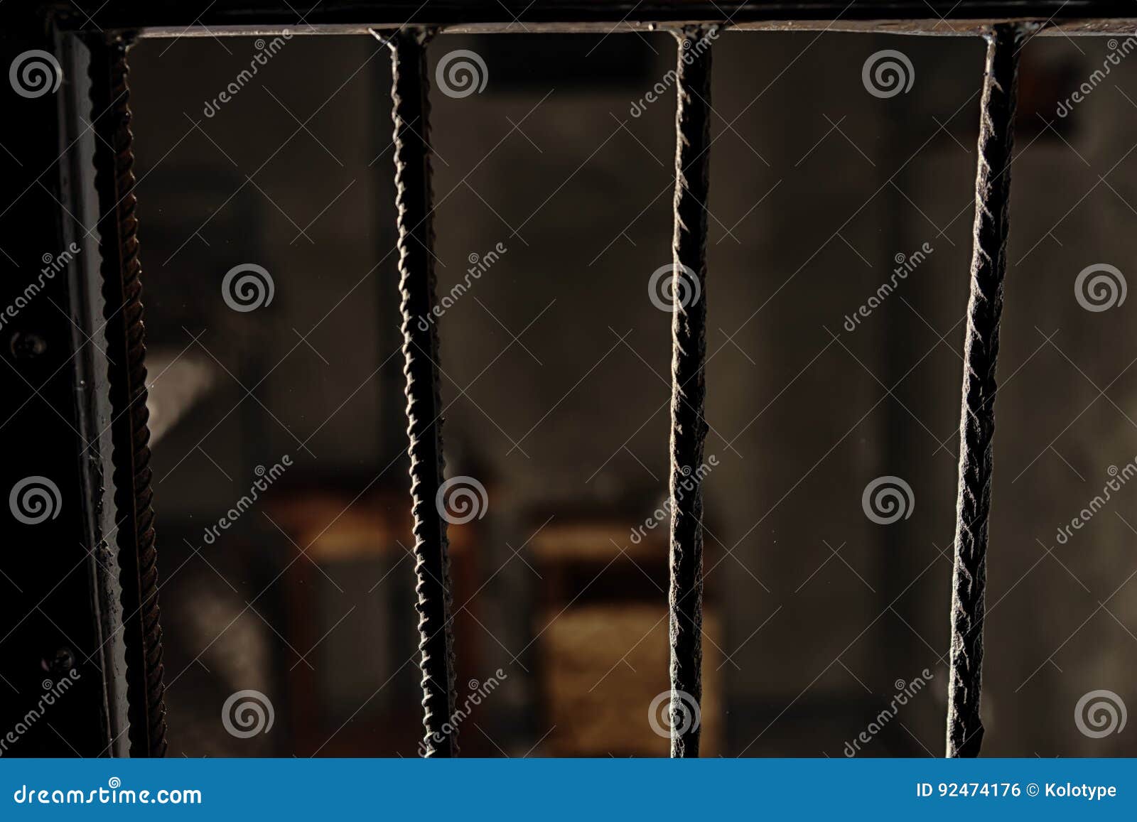 View of the Empty Prison Cell through the Bars Stock Photo - Image of ...